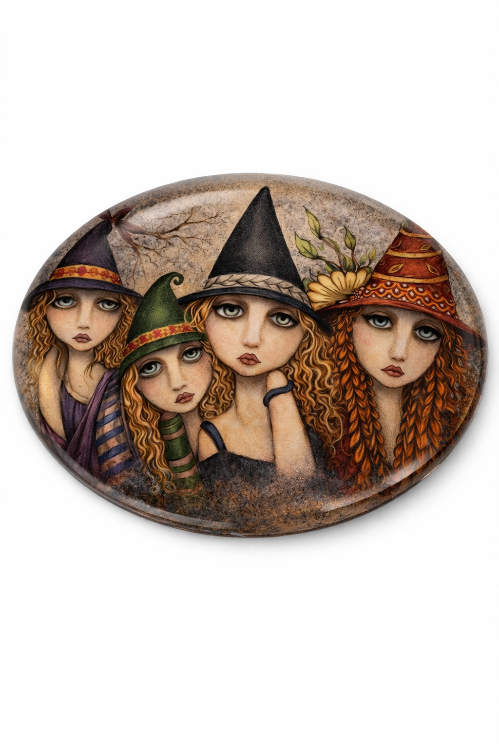 Sisters Oval Cabochon - Handcrafted Bead Embroidery Jewelry Component ...