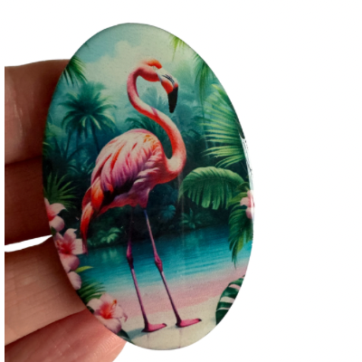 Flamingo Oval – Painted Lady Cabochons